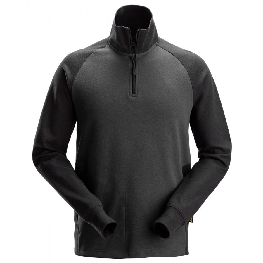 Snickers 2841 Tweekleurig Sweatshirt met Halve Rits Staalgrijs/Zwart ...
